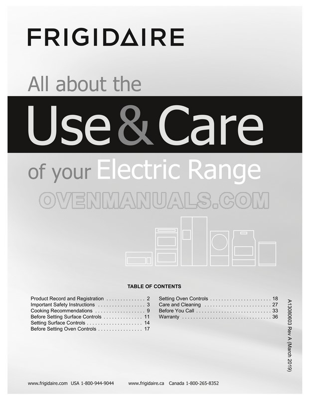 Frigidaire FFEH3051VS Range Owner's Manual