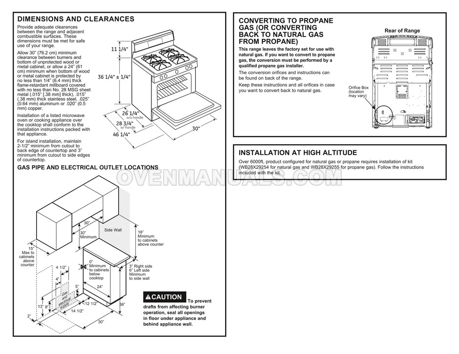 GE PGB935YPFS Profile Series Range Installation Instructions