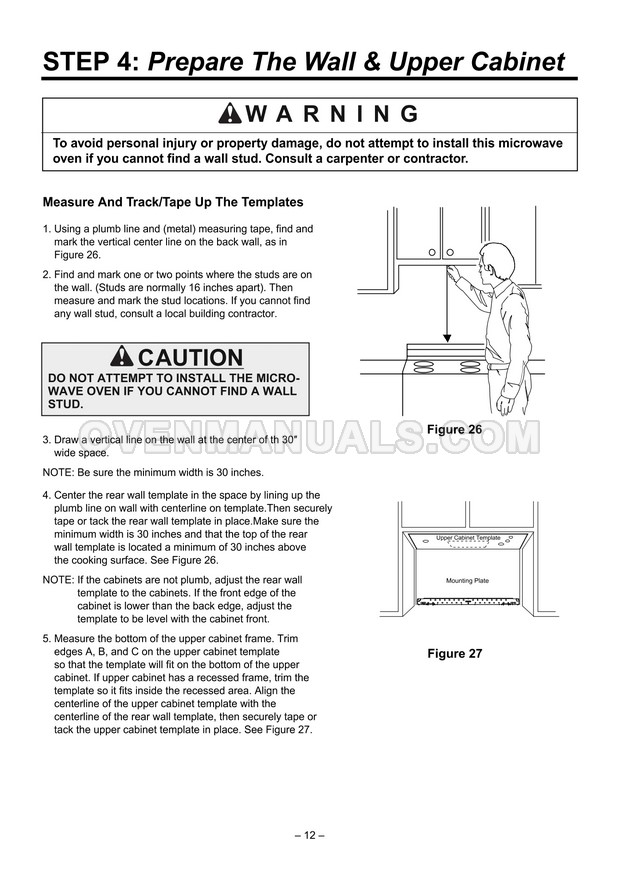 LG LMV2055ST Microwave Oven Installation Instructions