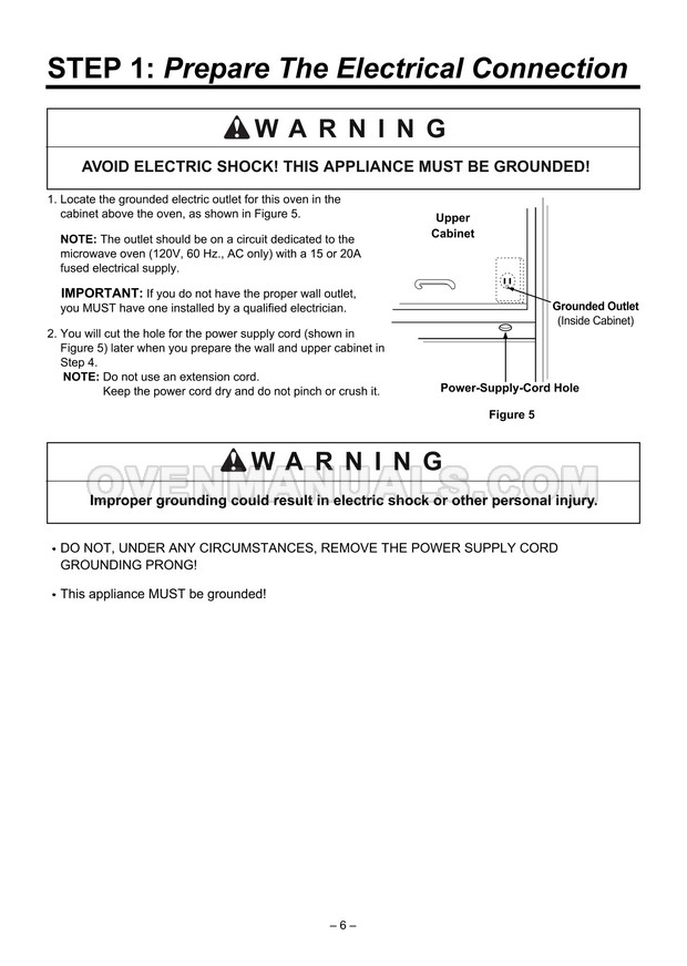 LG LMV2055ST Microwave Oven Installation Instructions