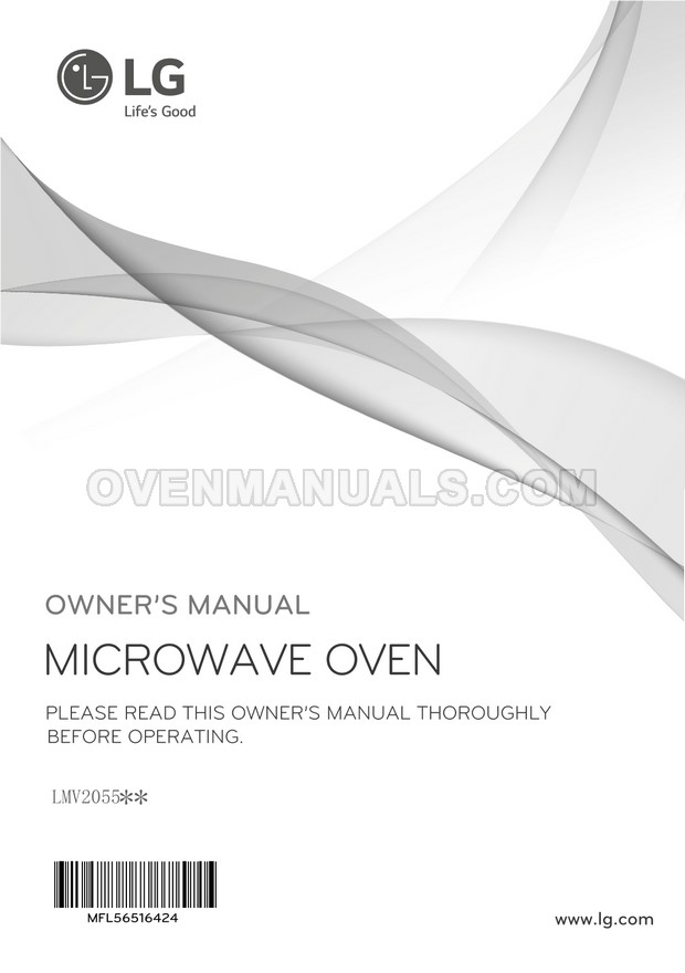 LG LMV2055ST Microwave Oven Owner's Manual