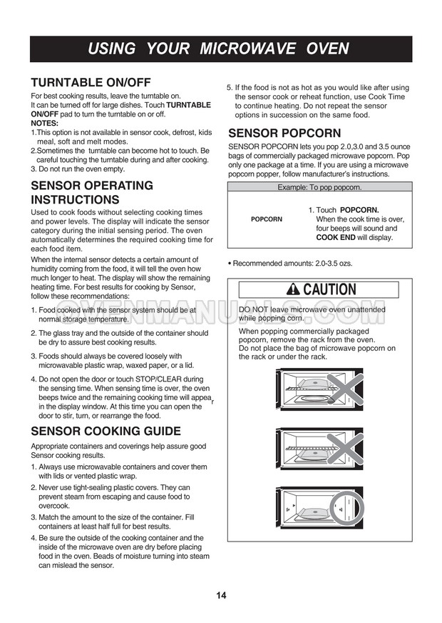LG LMV2055ST Microwave Oven Owner's Manual