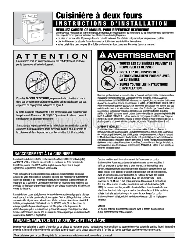Maytag MER6765BAQ Gemini Range Installation Instructions