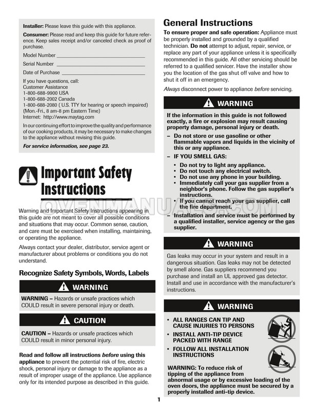 Maytag MGR6775BDS Gemini Range Use & Care Guide