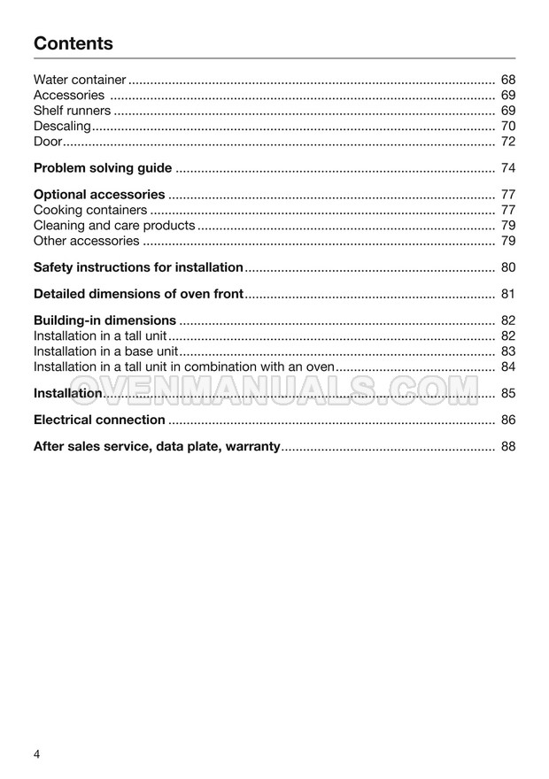 Miele DG 6200 PureLine Oven Operating and Installation Instructions