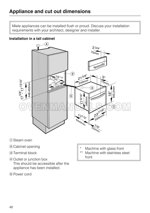 Miele DG4080 Oven Operating and Installation Instructions