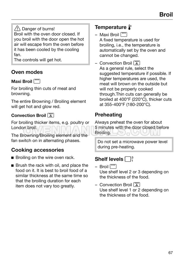 Miele H6100BM Oven Operating and Installation Instructions