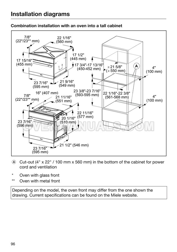 Miele H6100BM Oven Operating and Installation Instructions