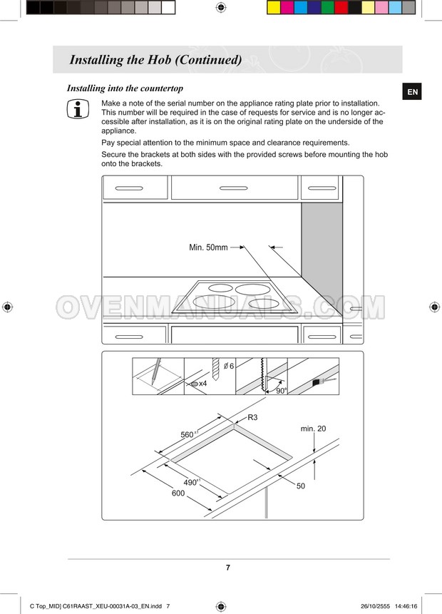 Samsung C61R2AEE Cooktop Installation and Operating Instructions