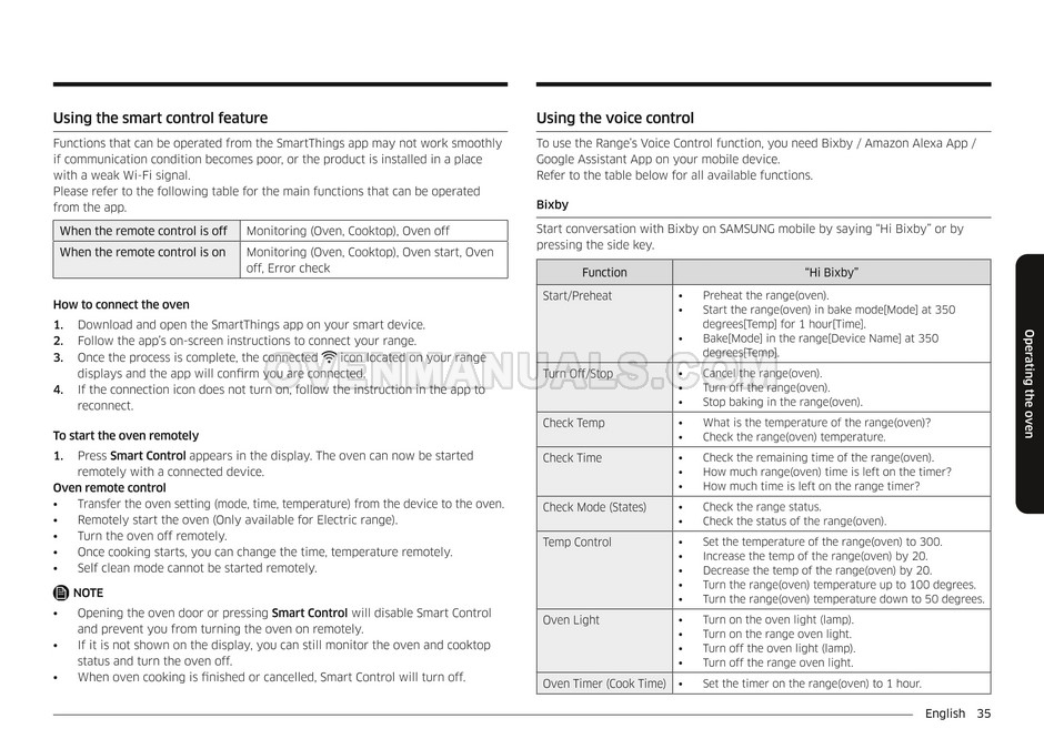Samsung NE63A6311SS SmartThings Range User Manual