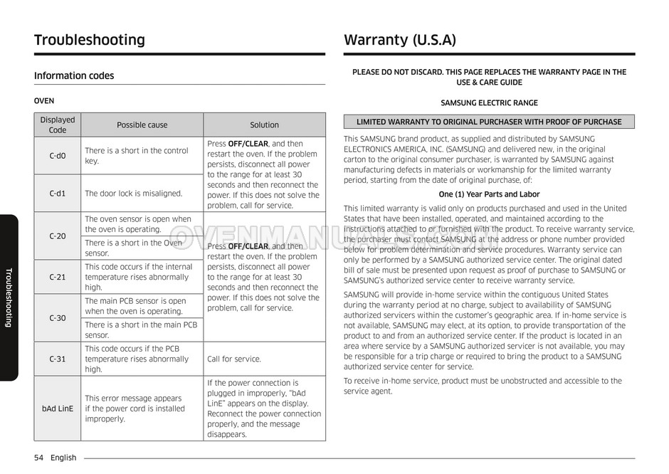 Samsung NE63A6311SS SmartThings Range User Manual
