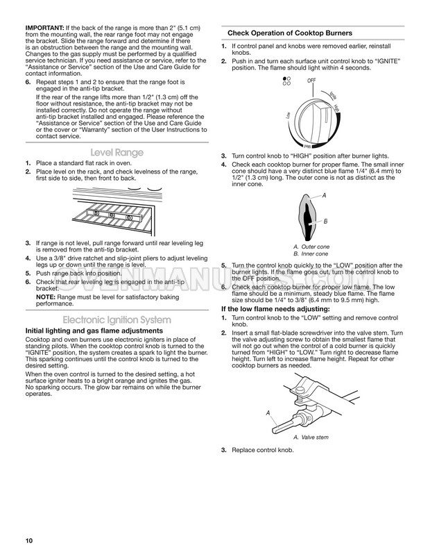 Whirlpool W10142327A Range Installation Instructions