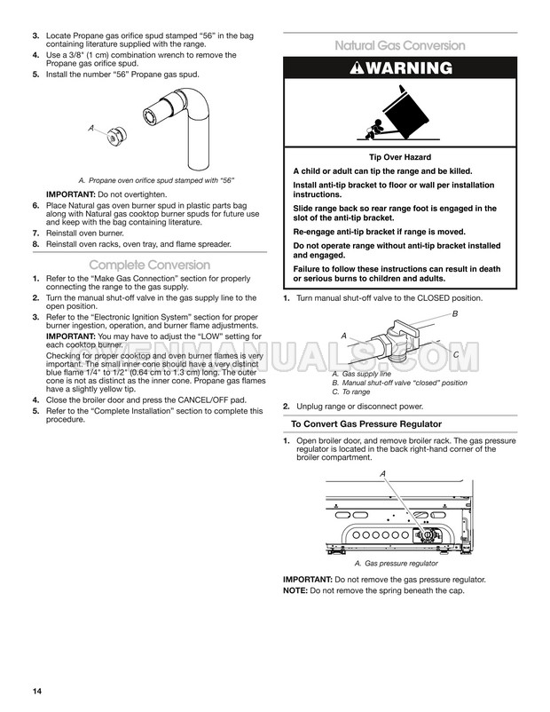 Whirlpool W10142327A Range Installation Instructions
