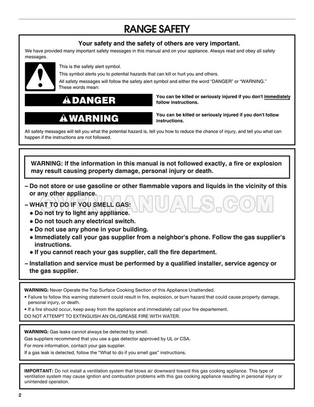 Whirlpool W10142327A Range Installation Instructions