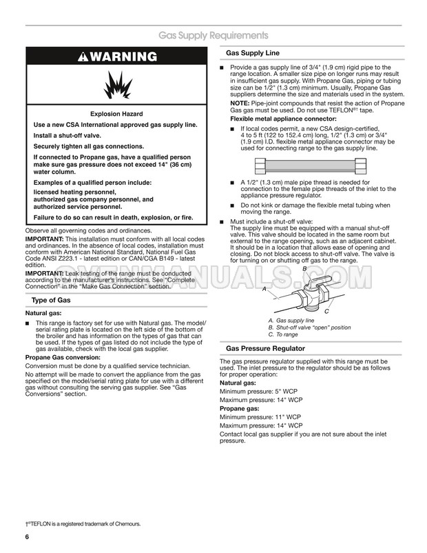 Whirlpool W10142327A Range Installation Instructions