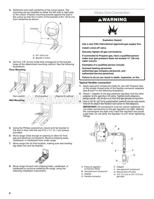 Whirlpool W10142327A Range Installation Instructions