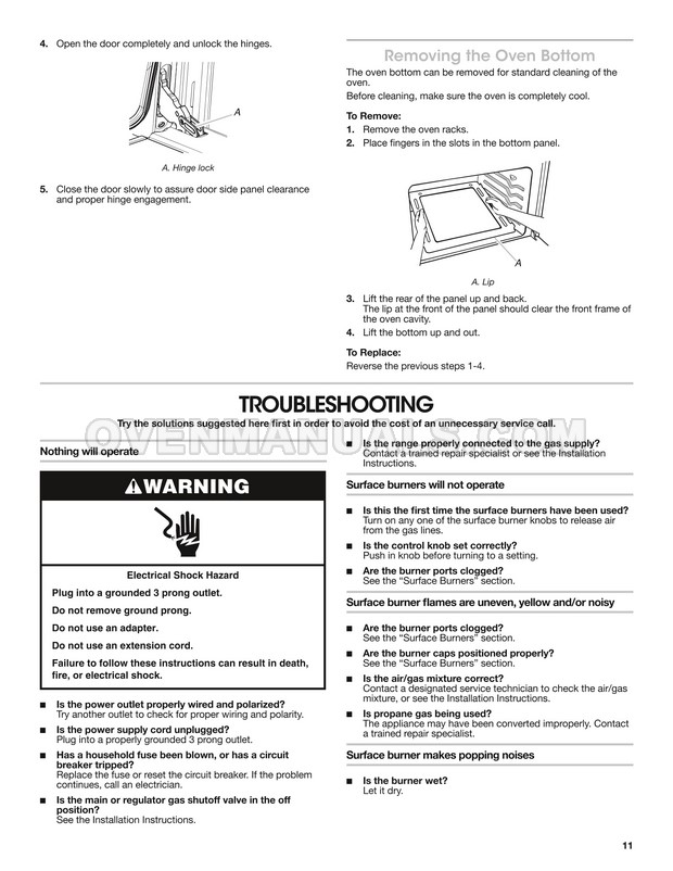 Whirlpool W10142327A Range Use & Care Guide