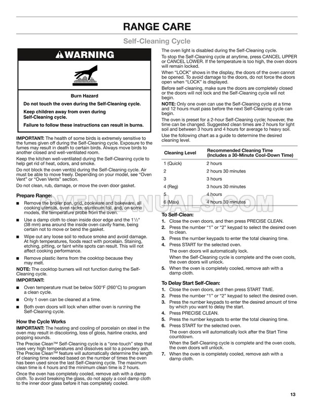 Whirlpool WGG745S0FS Range User Instructions