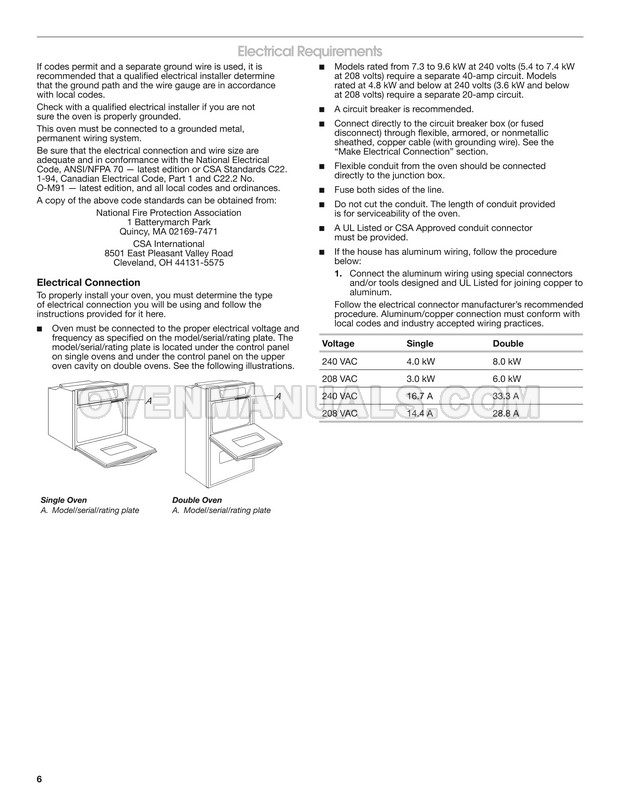 Whirlpool WOS72EC0HS Oven Installation Instructions