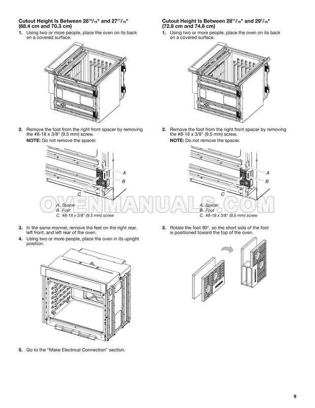 Whirlpool WOS72EC0HS Oven Installation Instructions